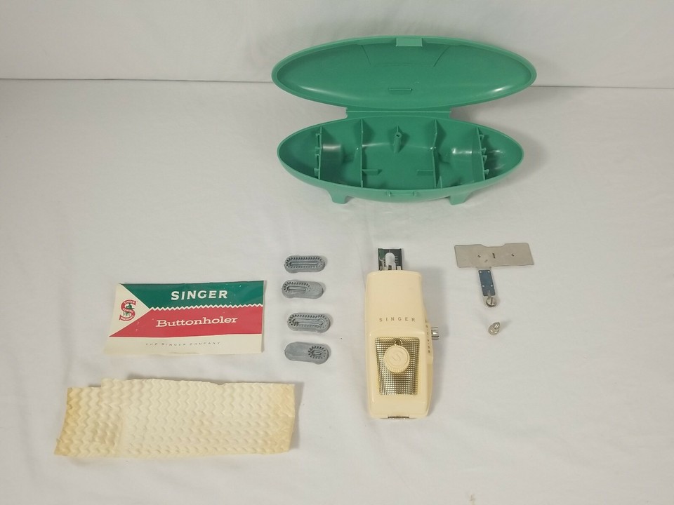Vintage 1960's Singer Buttonholer In Green Case Featherweight With ...