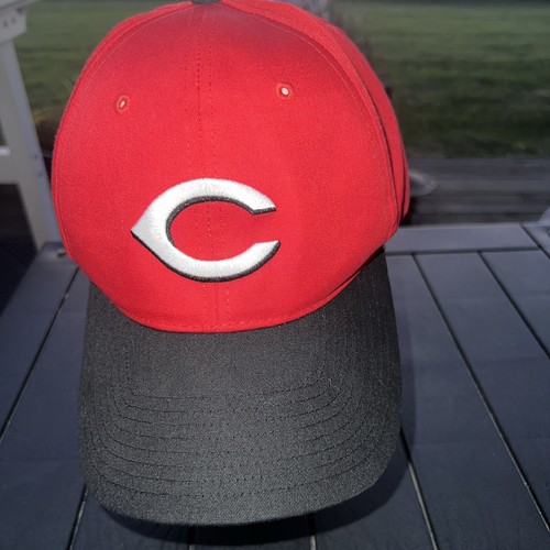Cincinnati Reds Hat Cap Red Black BIll White C Firstar MLB Genuine ...