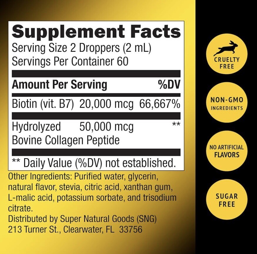 Biotin Collagen Liquid Drops - Maximum Potency for Hair, Skin, Nails ...