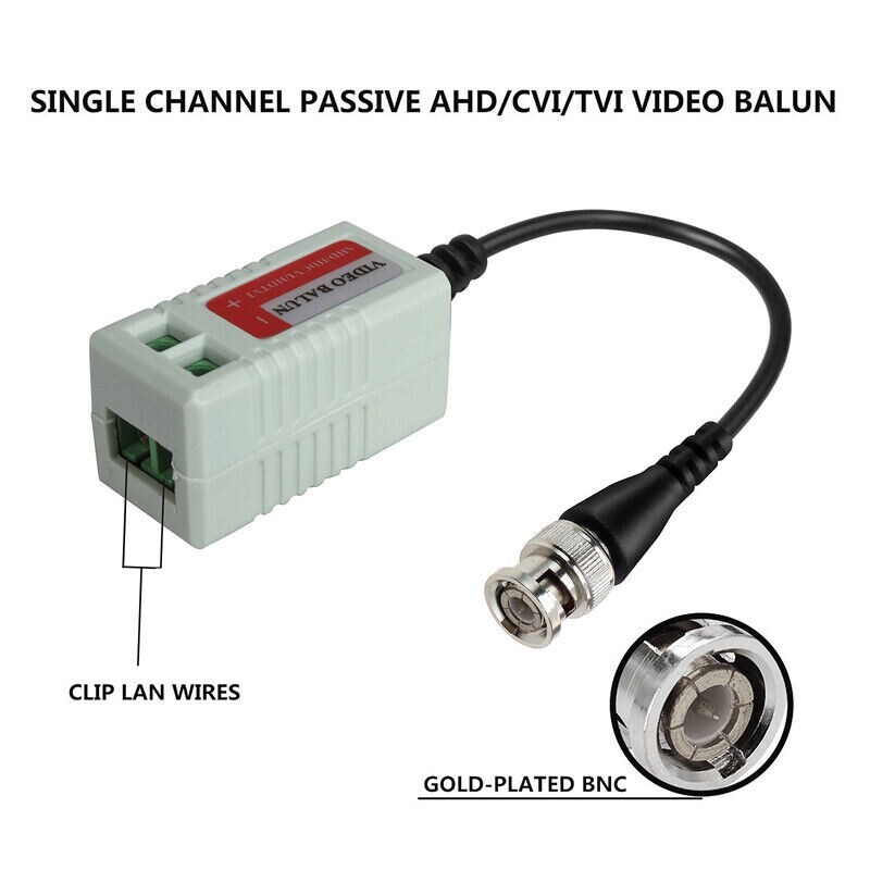 1 Pair Video Balun Connectors Passive HD CVI/AHD/TVI Transceivers 720P ...