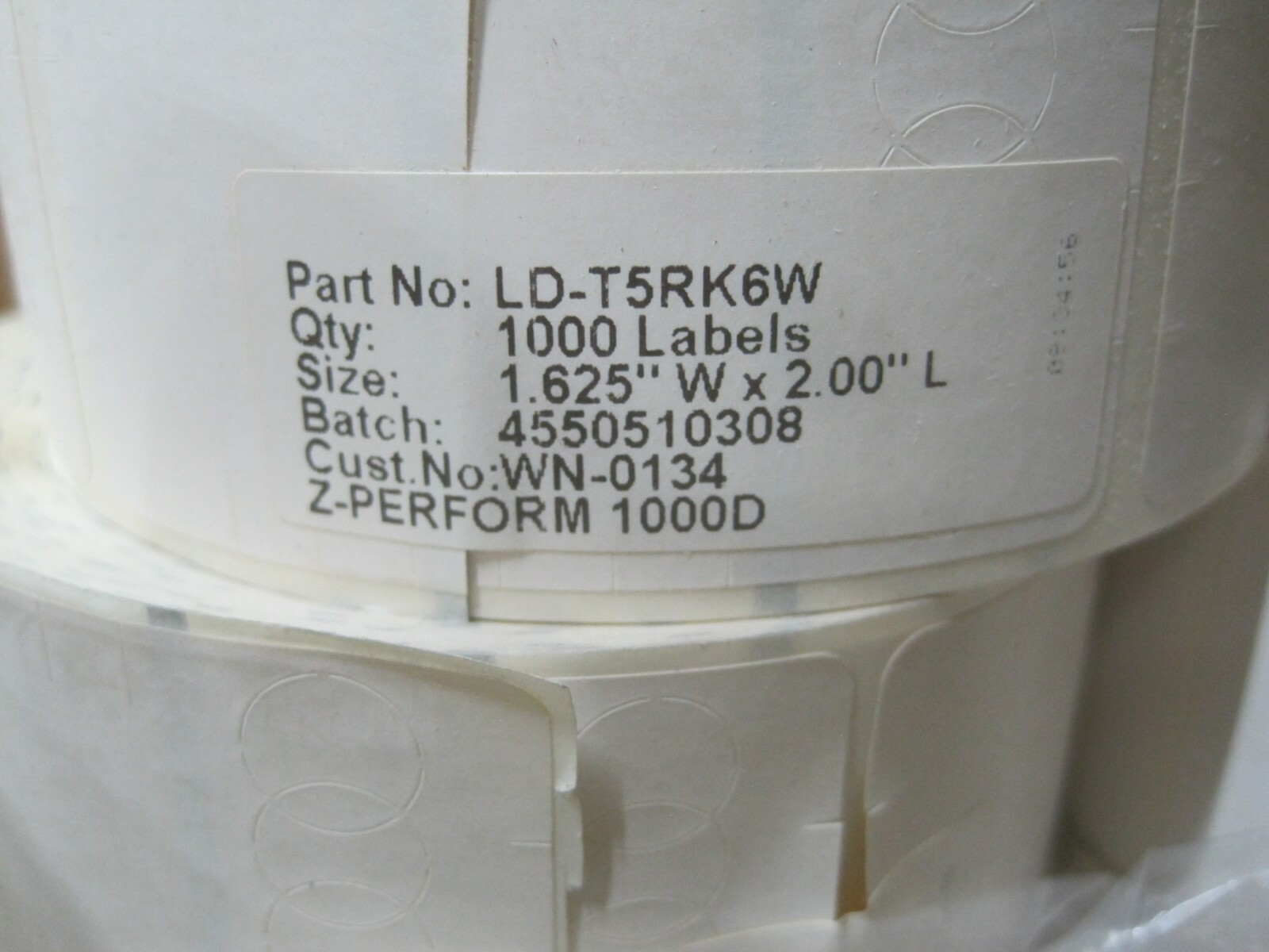 Case of 12 Zebra Z-Perform 100D LD-T5RK6W 1.625" x 2" 1000 Labels per ...