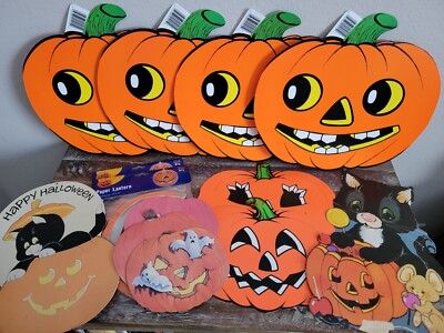 Vtg Halloween Black Cat Beistle Co Pumpkins Die Cuts Lot 13 Paper ...