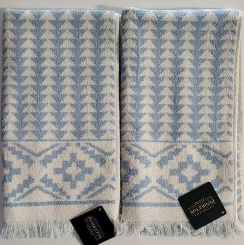 Pendleton SUNDOWN Set of 2 Hand Spa Towels Light Blue Aztec Southwest ...