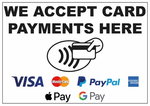 We Accept Card Payment sticker - VISA,MASTERCARD, APPLE,GOOGLE PAY ...