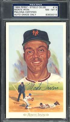 Monte Irvin NM MT 8 PSA DNA Signed Perez Steele Celebration Postcard ...