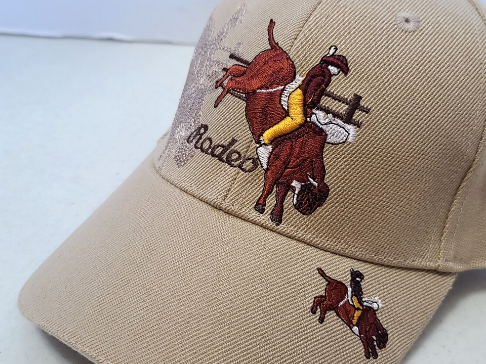 New Tan Cowboy Rodeo Embroidered Bull Riding Adjustable Baseball Hat ...