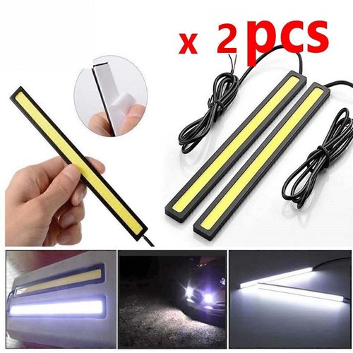 2x White 17cm 12V COB LED DRL Car Fog Daytime Running Driving Light Bar ...