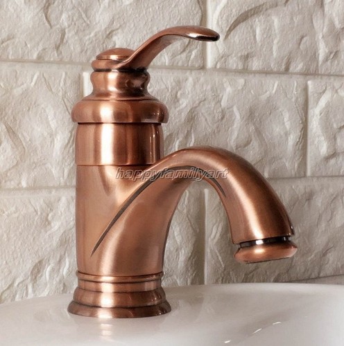 Antique Red Copper Brass Single Handle Bathroom Basin Faucet Mixer Tap ...