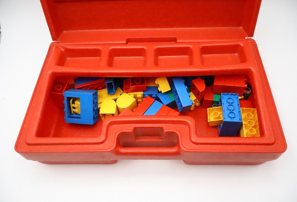 Vintage LEGO Red Storage Case w/ Classic Bricks 1970s 17”x10” Organizer ...