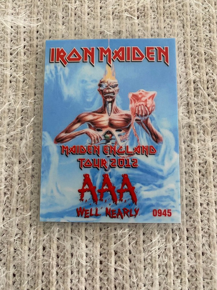 Iron Maiden Official Maiden England World Tour 2012 AAA Backstage Pass ...
