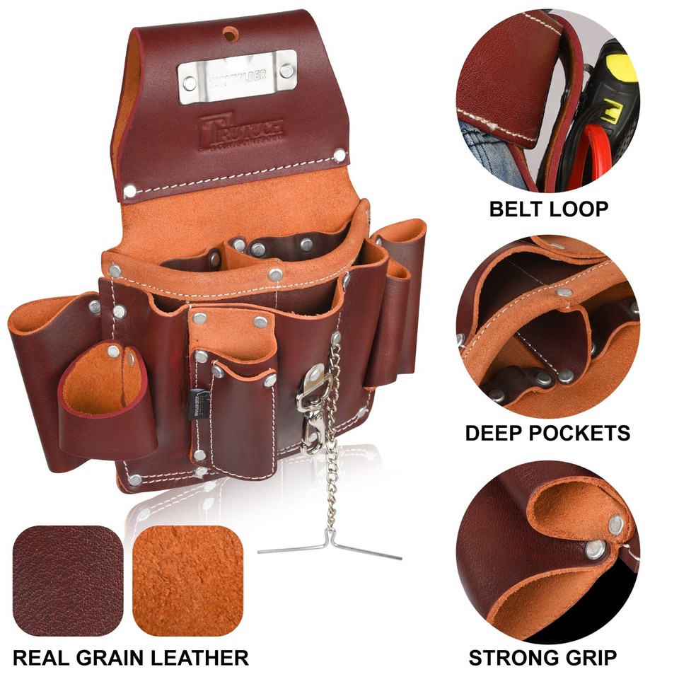 Maroon Leather Electrician Tool Pouch | Electric Tool Belt | Electric ...