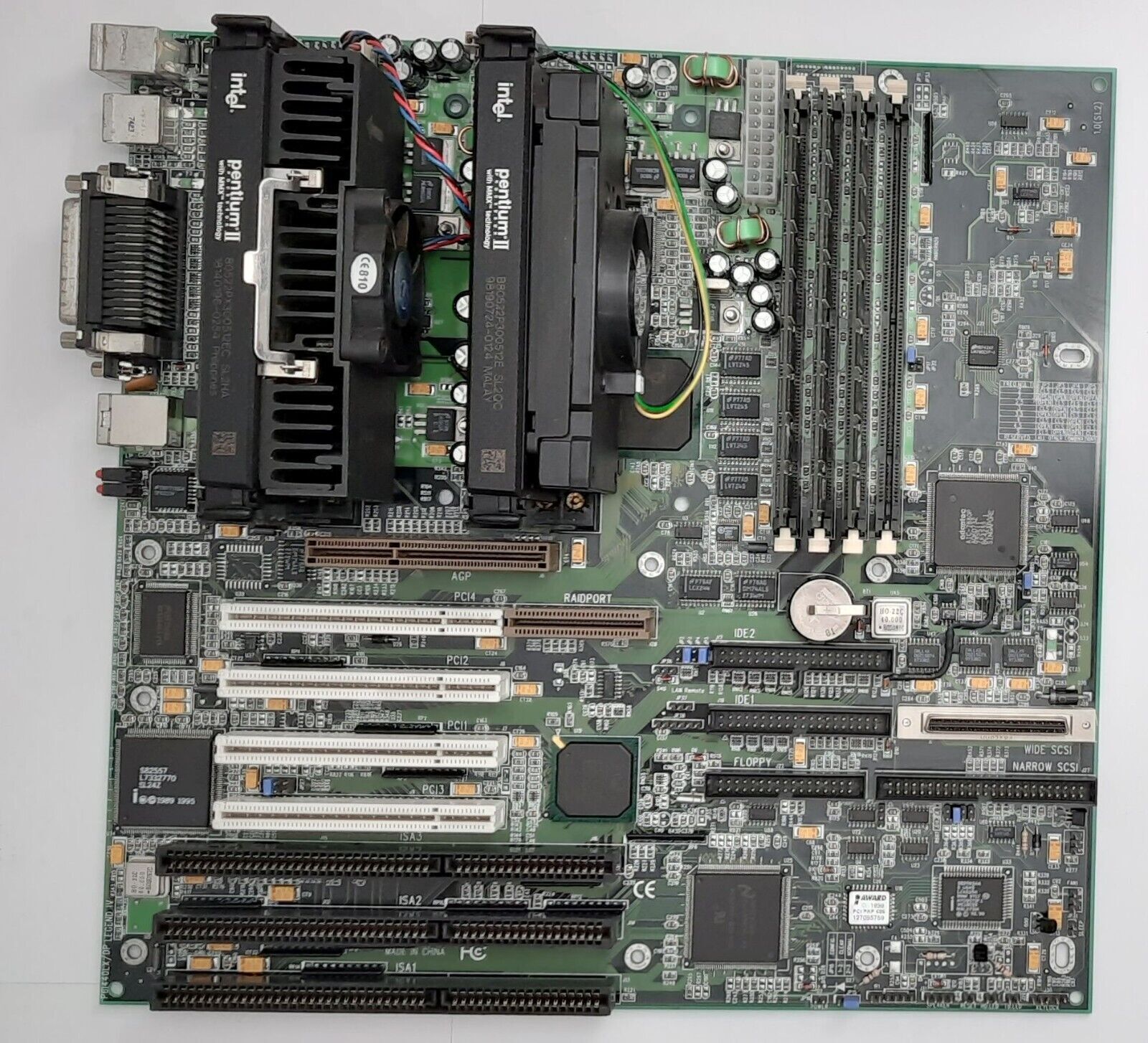 QDI Legend IV Dual Slot 1 ISA retro Mainboard + 2x Pentium II 300MHz ...