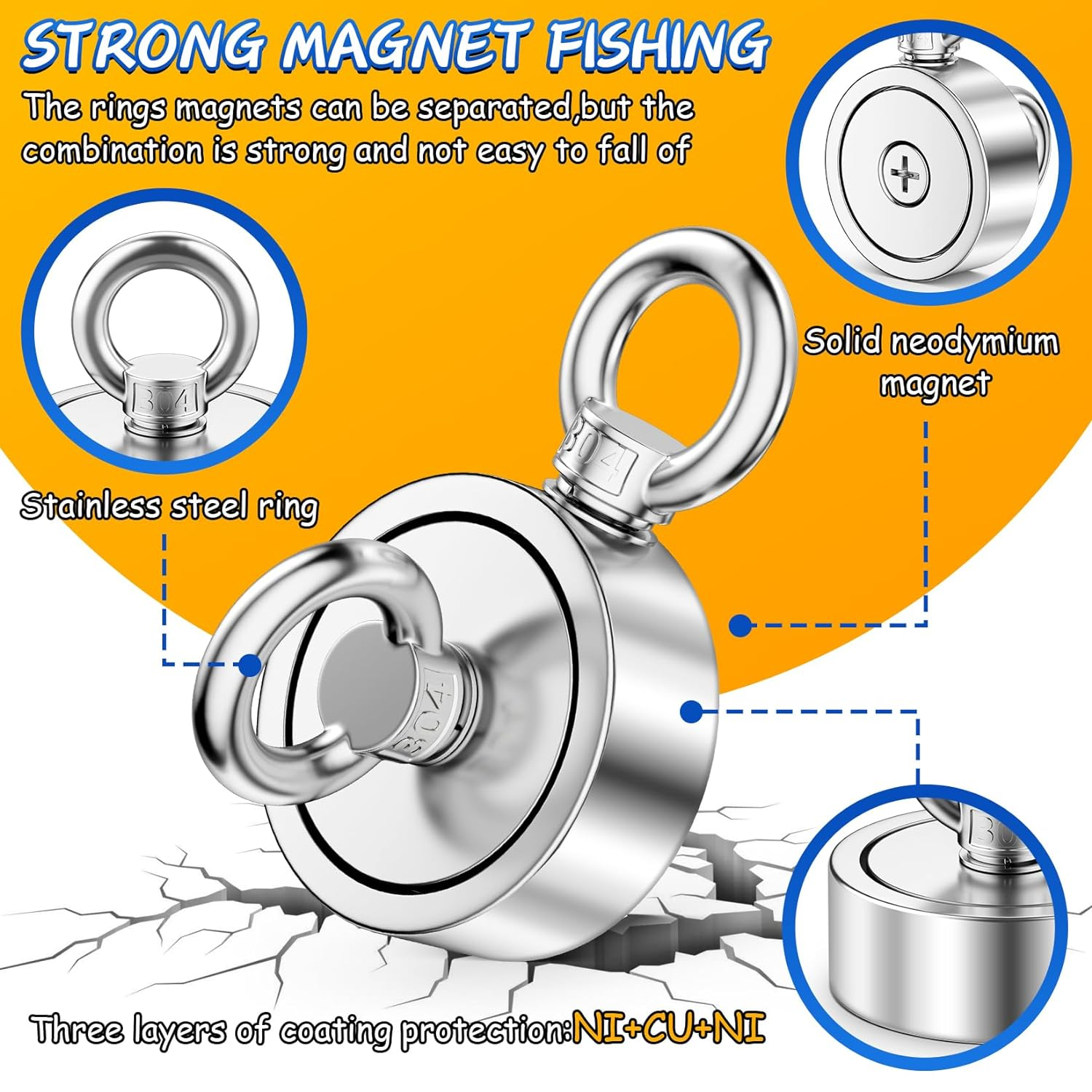 Fishing Magnet Kit, 700 LBS Pulling Force Magnet Fishing, Premium ...