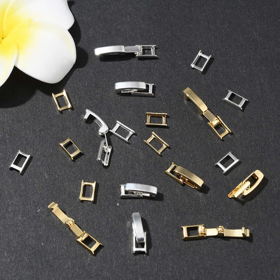 10Pcs Fold Over Jewelry Clasps Brass Watch Band Clasps Jewelry Extender ...