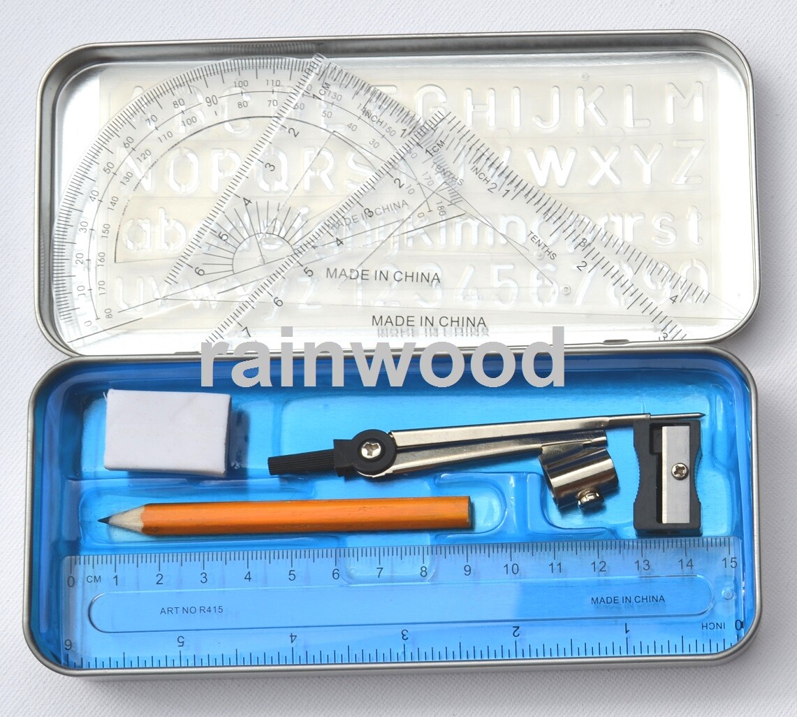 Colour Stationery Math School Set Stationary Maths In Plastic Carry Box ...