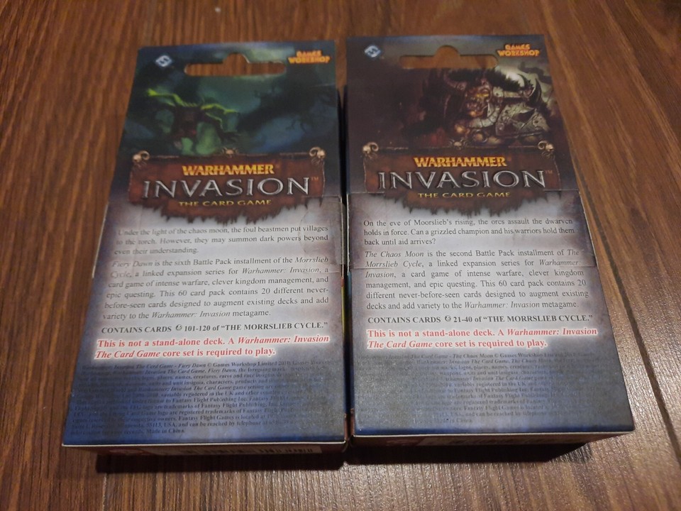 Warhammer Invasion The Card Game - Fiery Dawn + Chaos Moon - New | eBay