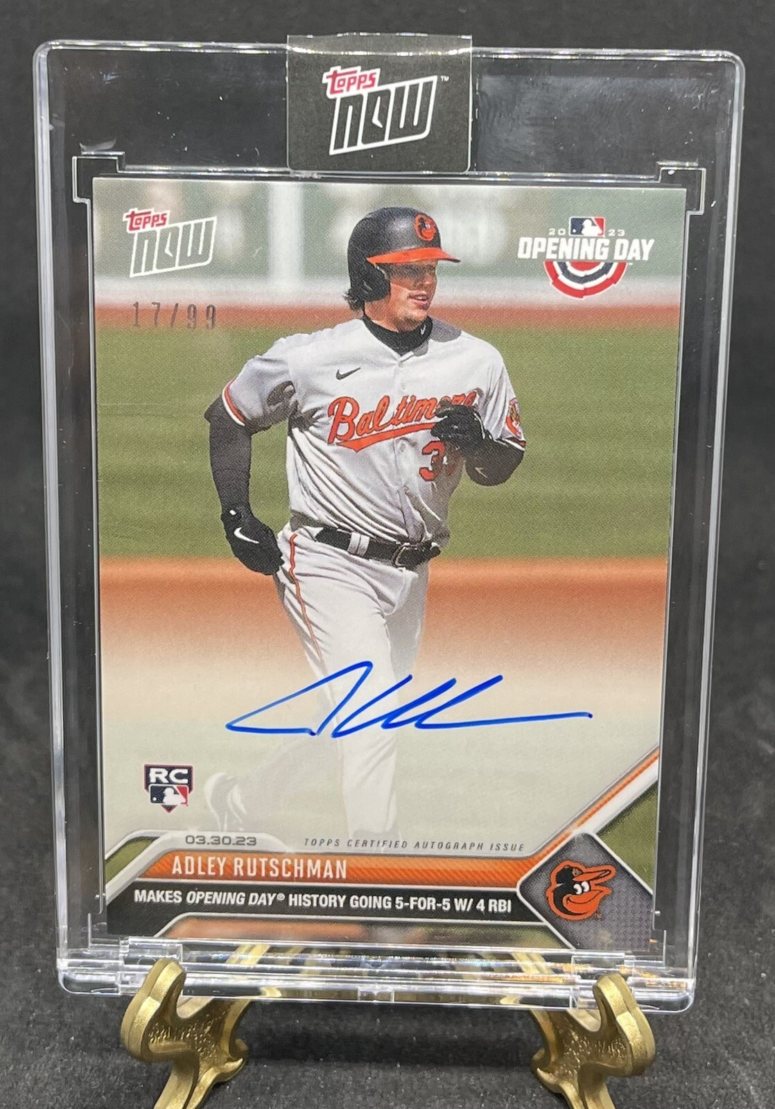 Topps NOW 2023 Card #4 Orioles Adley Rutschman On-Card Auto ROOKIE RC ...