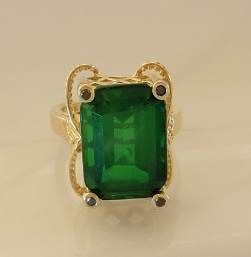 VTG LARGE EMERALD STERLING SILVER RING MARKED 925 TH & MLD SIZE 8 | eBay