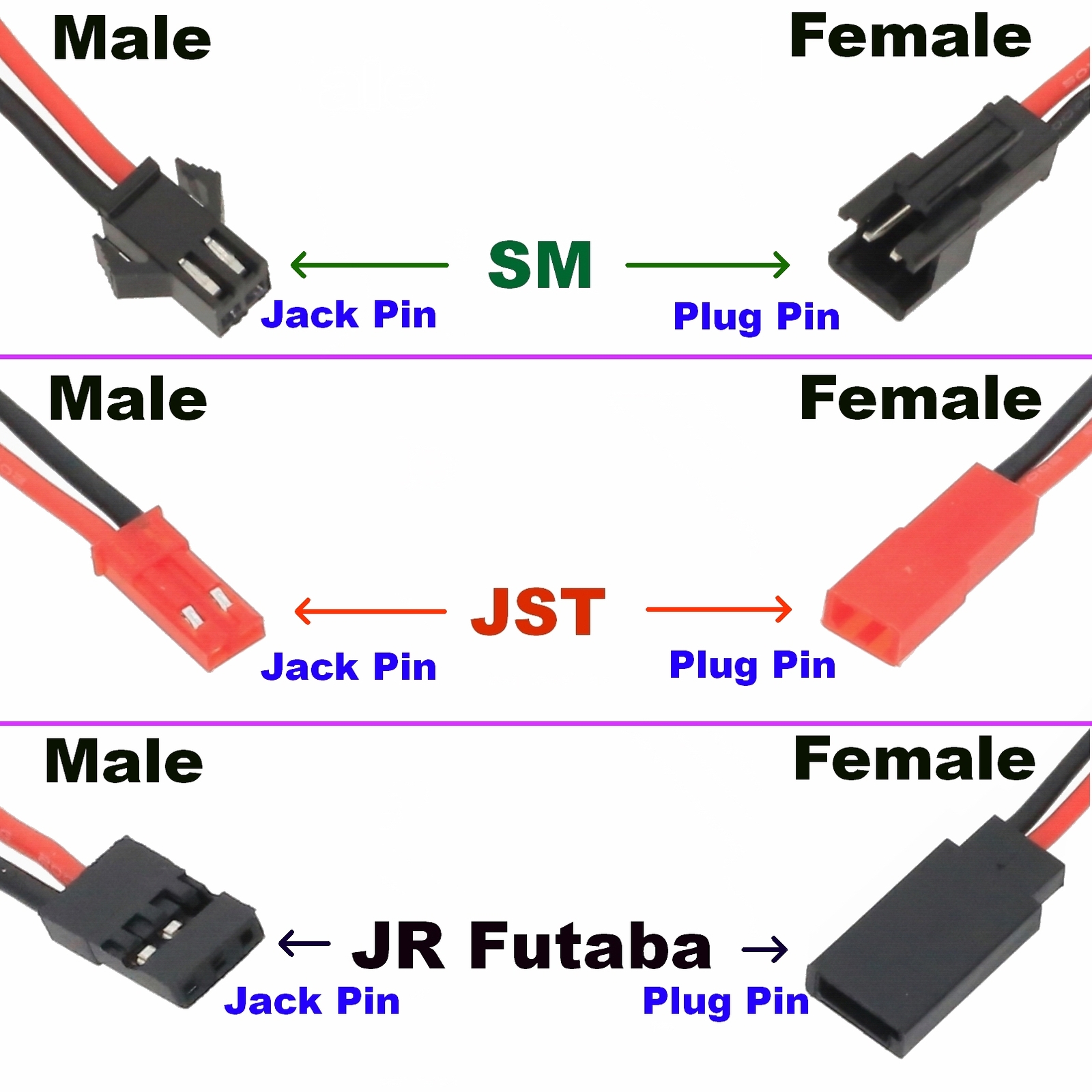 XT30 to JST 20AWG 4inchs Cable Adapter For RC LiPo NiMH Battery FPV ...