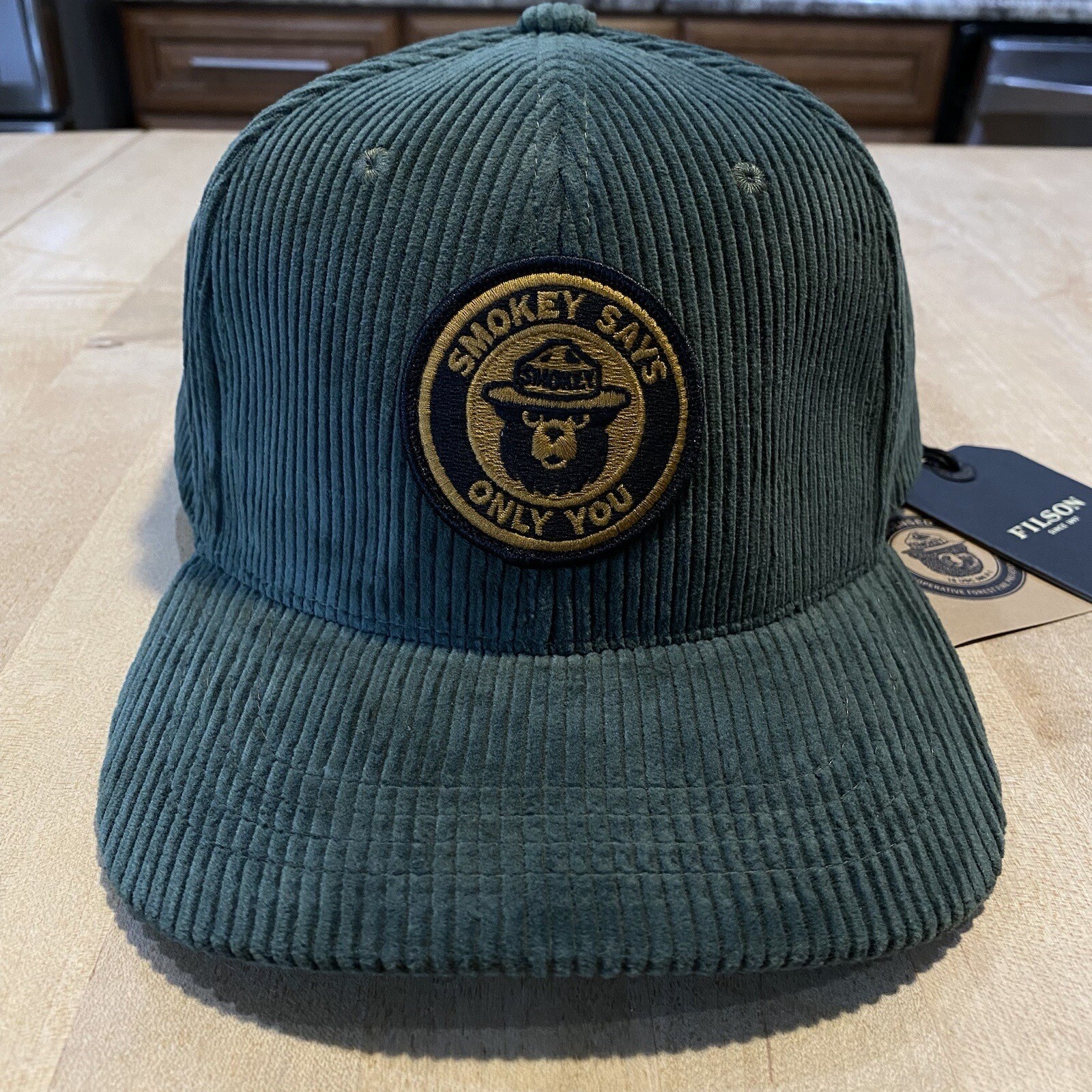 Filson Smokey The Bear Logger Cap Hat Spruce Green Cotton Corduroy ...