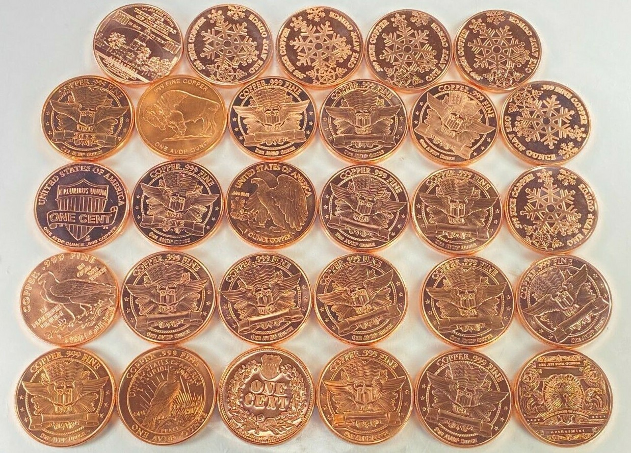 Copper Coins * One Ounce Each * .999 Bullion * US Mint * 29 Piece Art ...