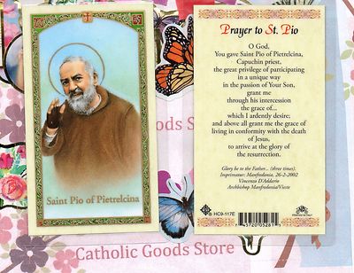Saint Pio of Pietrelcina with Prayer to St. Pio - Laminated Holy Card ...