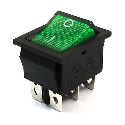 5pcs 16A/250V 20A/125VAC 6 Pin DPDT ON/OFF 2 Position Green Light ...