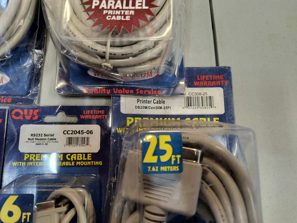 Lot Of NOS RS232 Serial Null Modem Cable + DBM25M Bi-dir Parallel ...