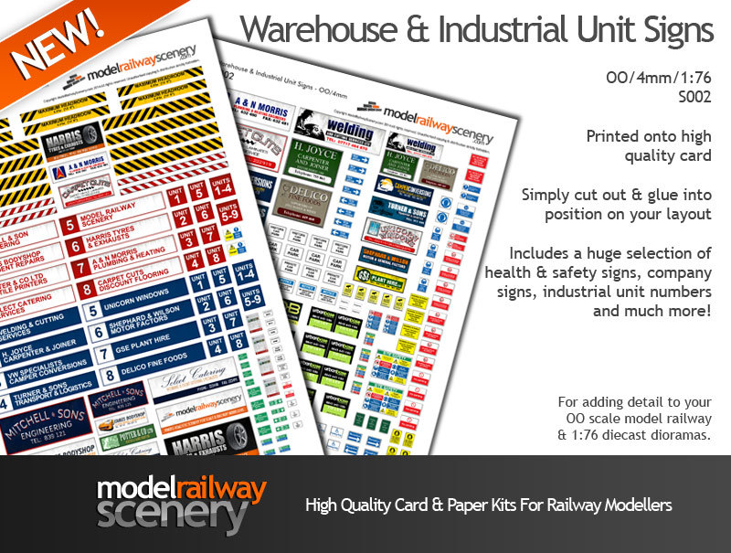 250+ WAREHOUSE & INDUSTRIAL UNIT SIGNS OO GAUGE 4MM 1:76 MODEL RAILWAY ...