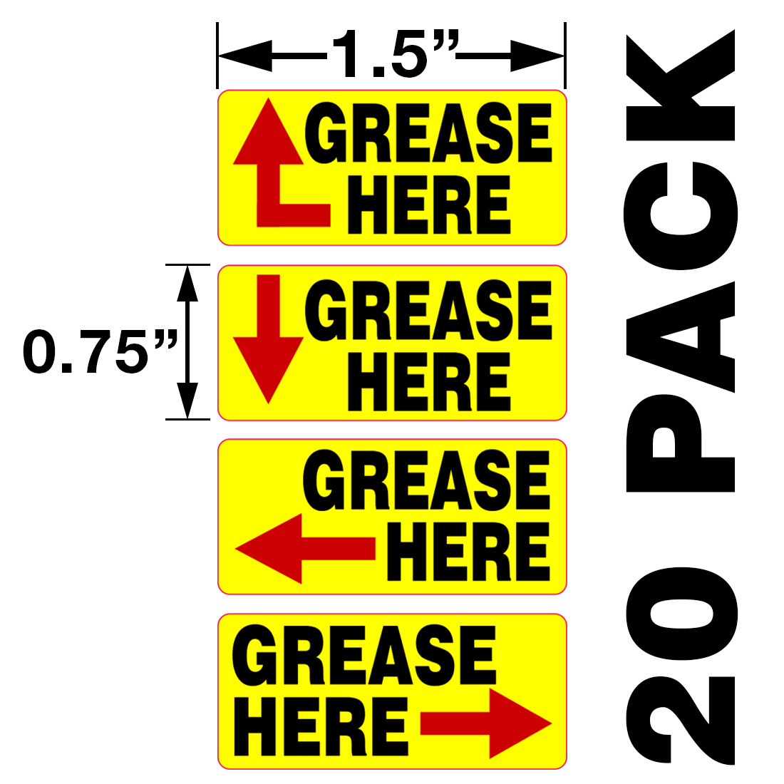 GREASE HERE ARROW Label sticker - 20 decals per package - Red or Yellow ...