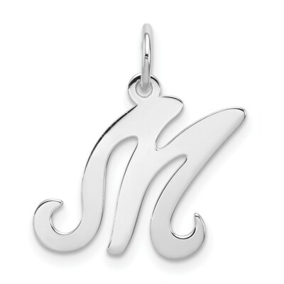 Sterling Silver 925 Script Letter M Initial Charm Pendant 0.79 Inch | eBay