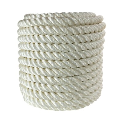 Premium 3 Strand Twisted White 100% Polyester Rope Low Stretch Outdoor ...