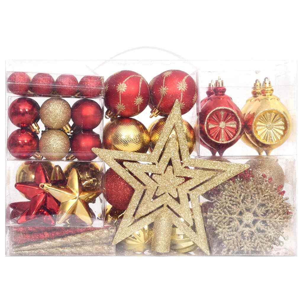 vidaXL 108 Piece Christmas Bauble Set Gold and Red | eBay