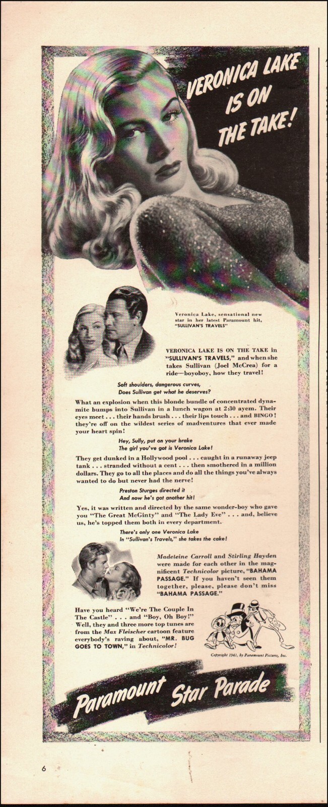 1942 Vintage ad Paramount Star Parade actress Veronica Lake photo 08/10 ...