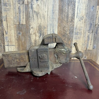 Vintage Monarch No 215 Large Lion Bench Vise 4” Jaw With Swivel Jaw ...