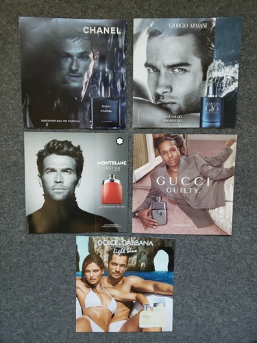 Lot of 5 magazines' scented Paper Card Samples w/7 Men/1 women ...