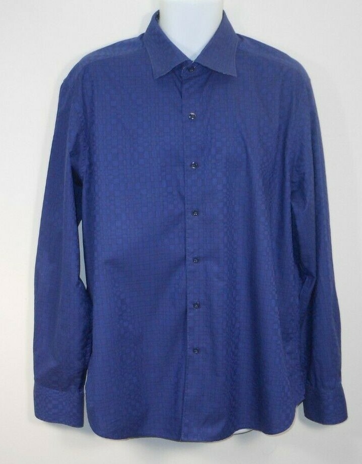 ROBERT GRAHAM dark blue geometric pattern embossed dr… - Gem