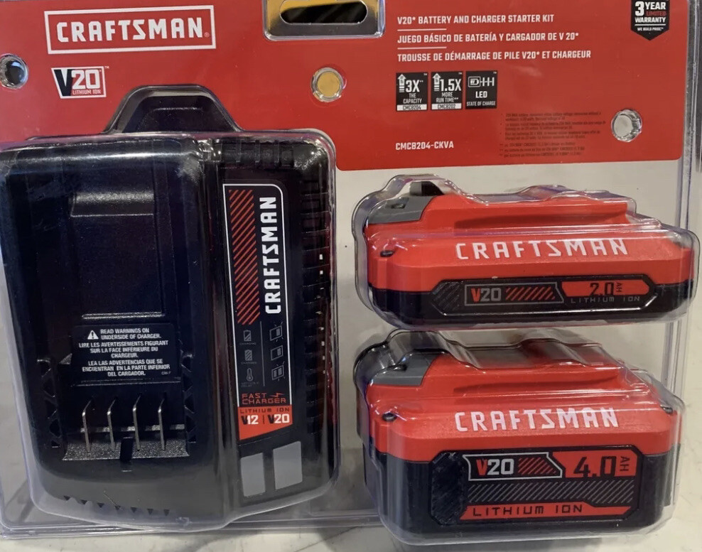 Genuine Craftsman CMCB204-CKVA 20V 4.0AH & 2.0AH Batteries & Charger ...