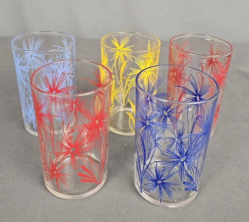 Vintage Swanky Swig Cornflower Hazel Atlas Juice Glasses Set Of 5 ...