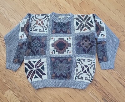 Norm Thompson Sweater Sz S Escape from the Ordinary Patchwork Tribal ...