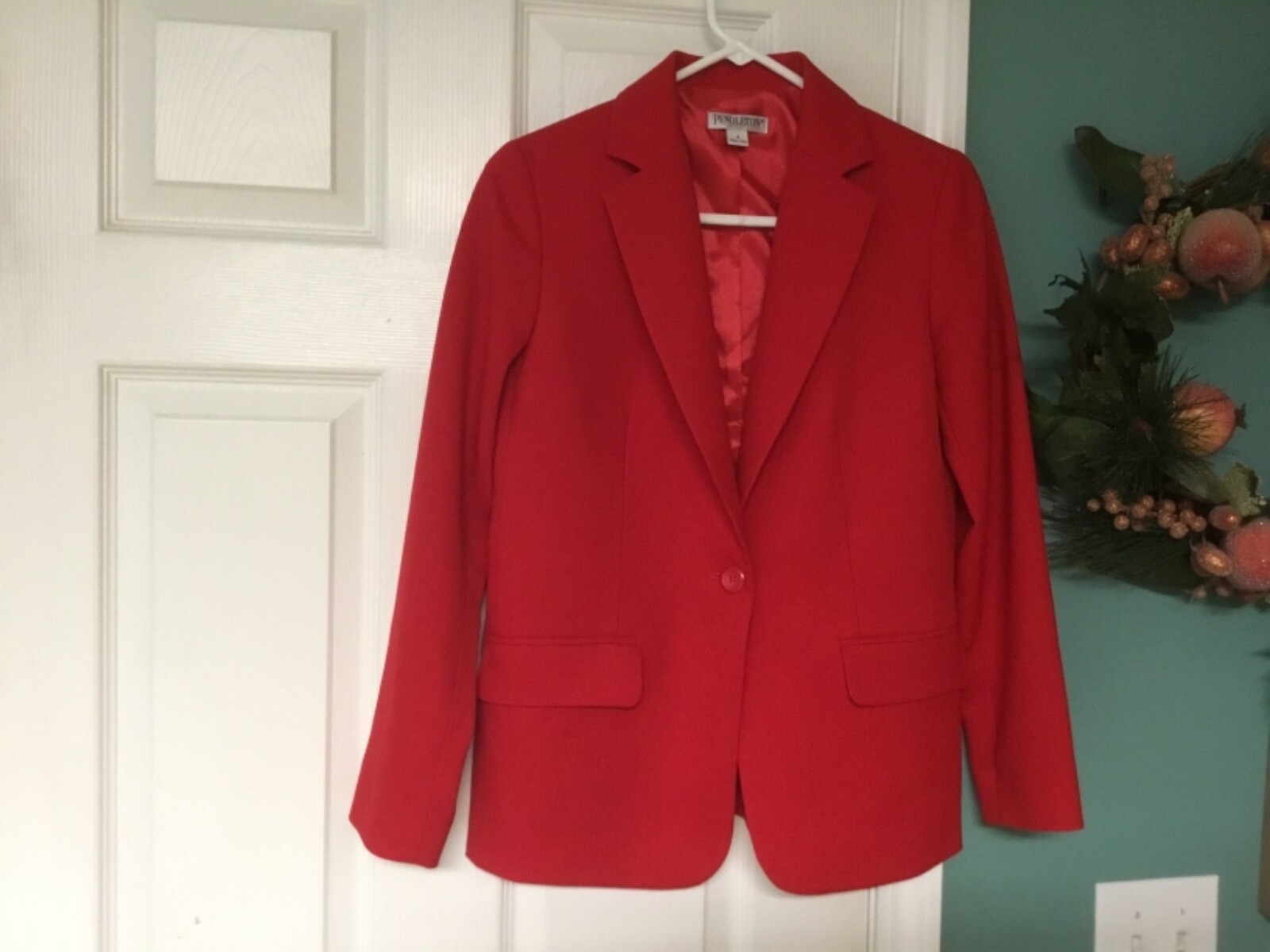 Women’s PENDLETON PF601 RED One Button Blazer Jacket Size US 4 Petite ...