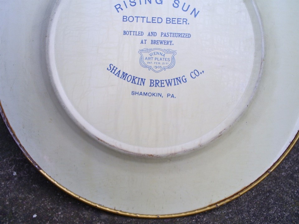 1905 RISING SUN Beer Tray Vienna Art Plate Shamokin Brewing Co ...