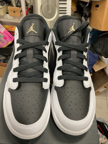 Nike Air Jordan 1 Low Gold Swoosh GS Size 6.5Y *BRAND NEW* 553560-172 ...