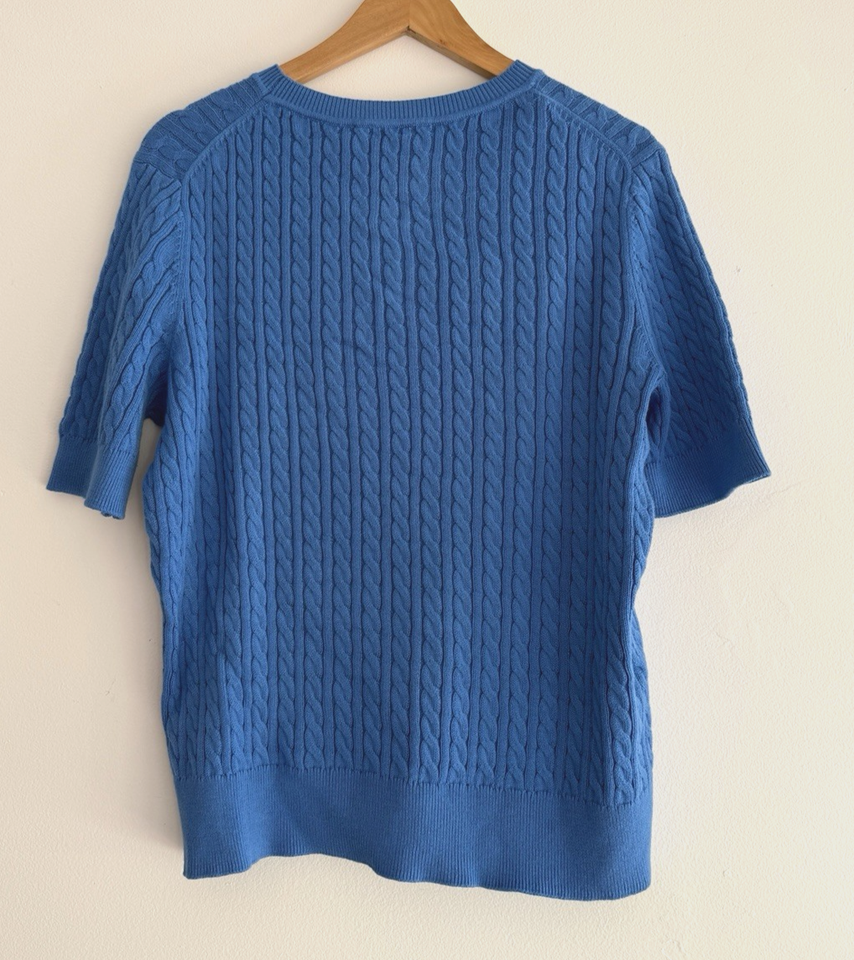 SPORTSCRAFT Sz M Blue 100% Cotton Cable Knit Top | eBay Australia