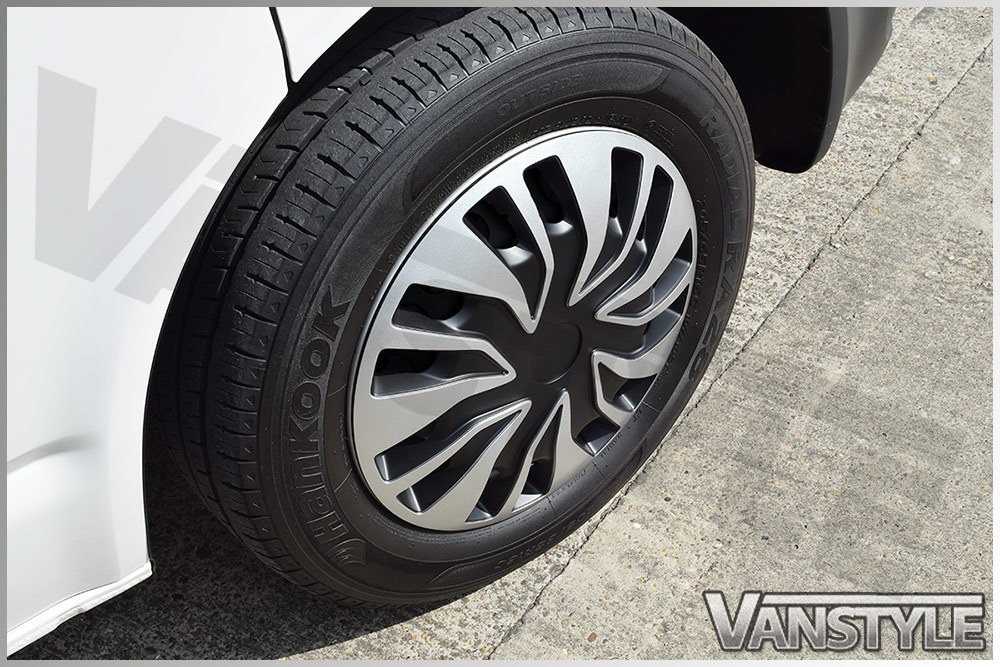 15" Fast Van 15 Inch Wheel Trim Set Trims Hub Cap Covers Black Silver ...