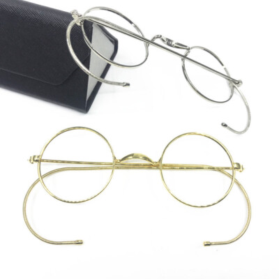 Vintage Antique Round Wire Rimmed Reading Glasses Metal Readers Glasses ...