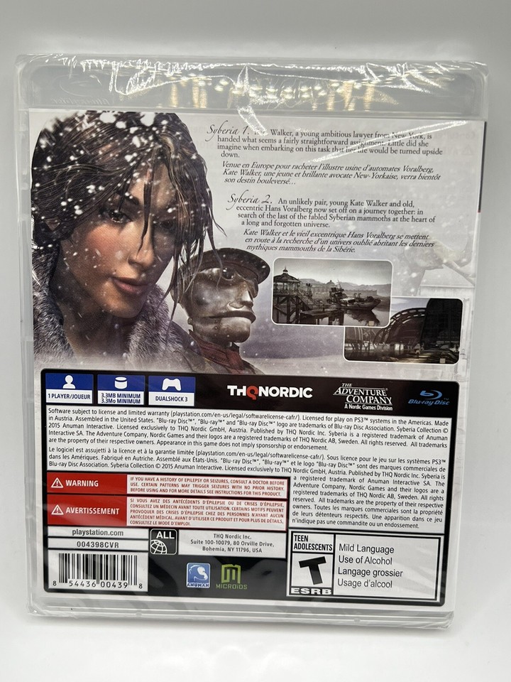 Syberia Collection PS3 Complete (PlayStation 3, 2015) Brand New Sealed ...