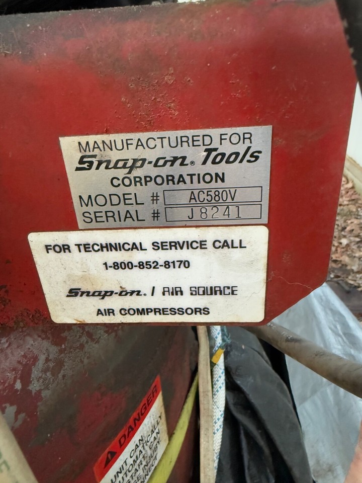 Snap On 7.0 hp 80 gallon three phase air compressor 175 psi max ...