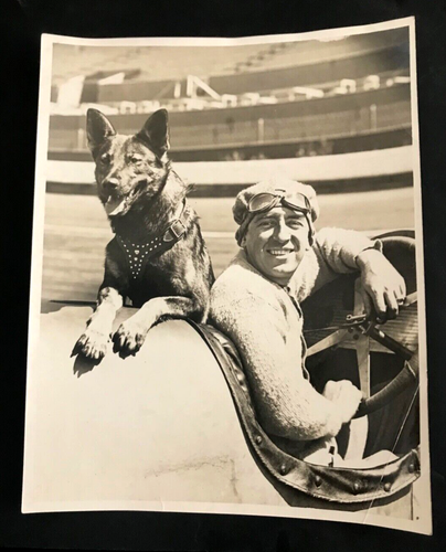 1922-24 Jimmy Murphy, Indy 500 Winner in Car w/His Dog, Vintage 1 Stagg ...