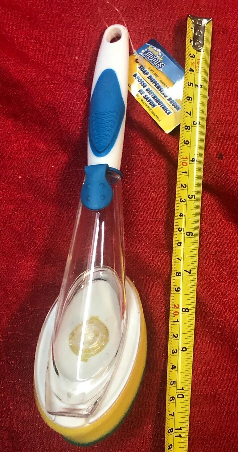 Scrub Buddies Holds Soap Liquid Dispensing Sponge Brush Soft Grip | eBay